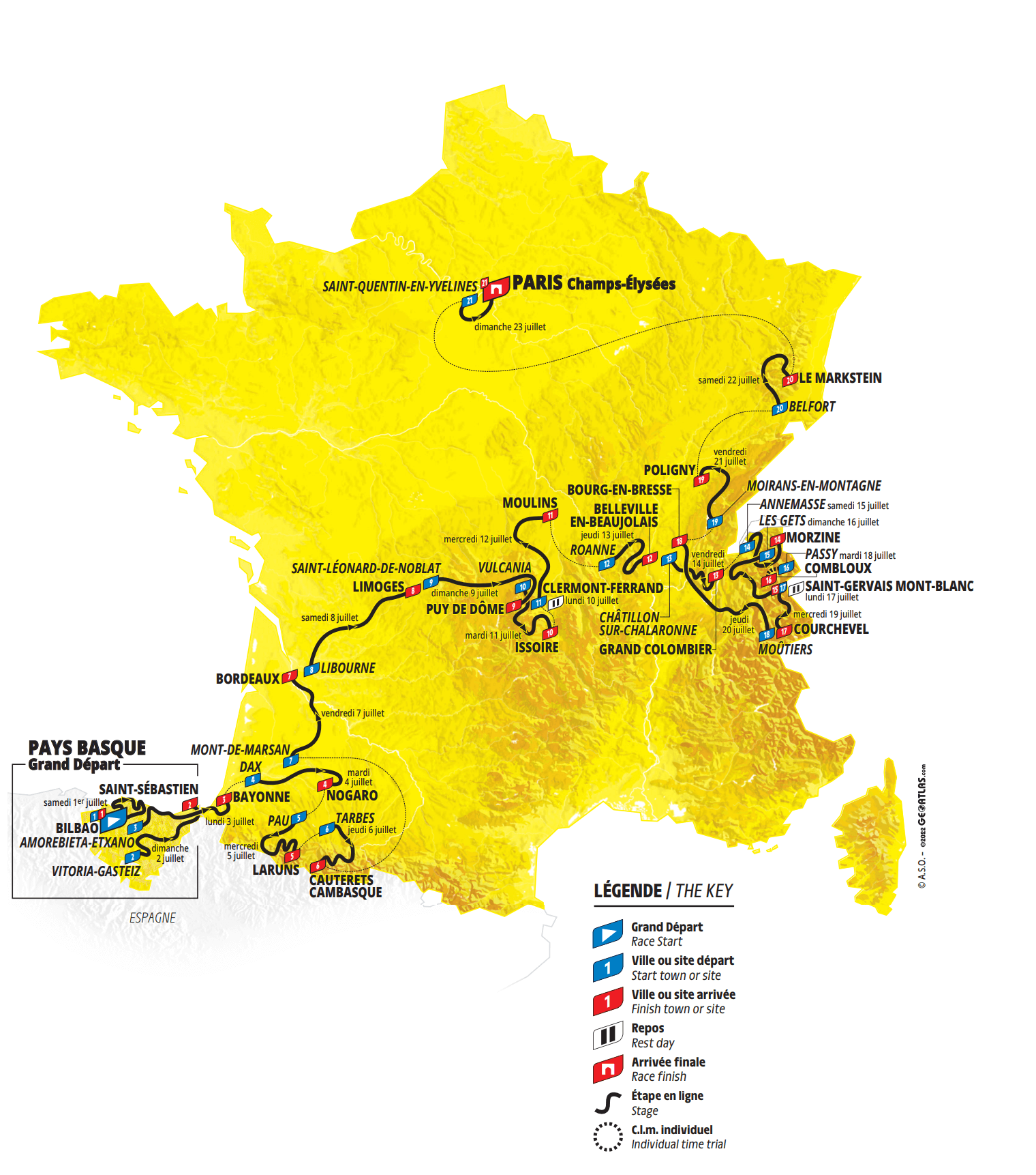 Découvrez les parcours du Tour de France 2023 - hommes/femmes Découvrez les parcours du Tour de France 2023 - hommes/femmes